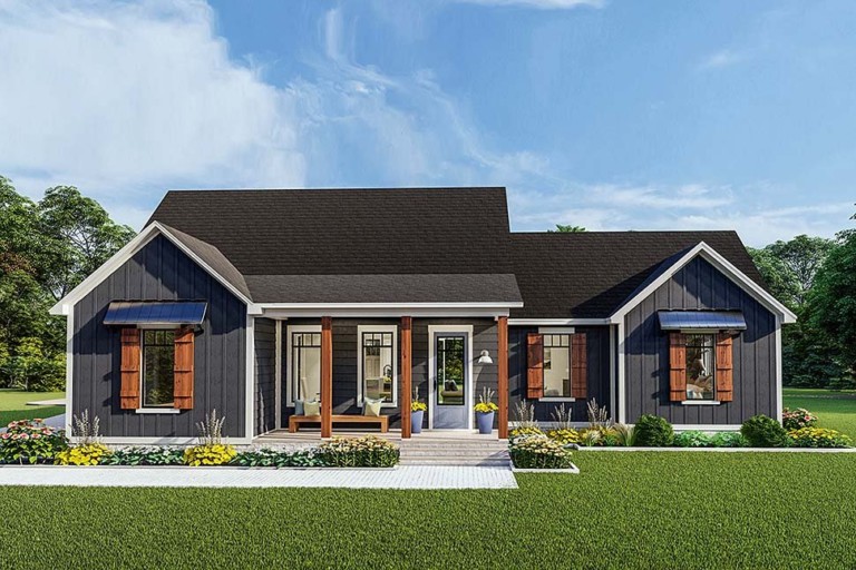 Ranch House Plan With Rear Entry Garage