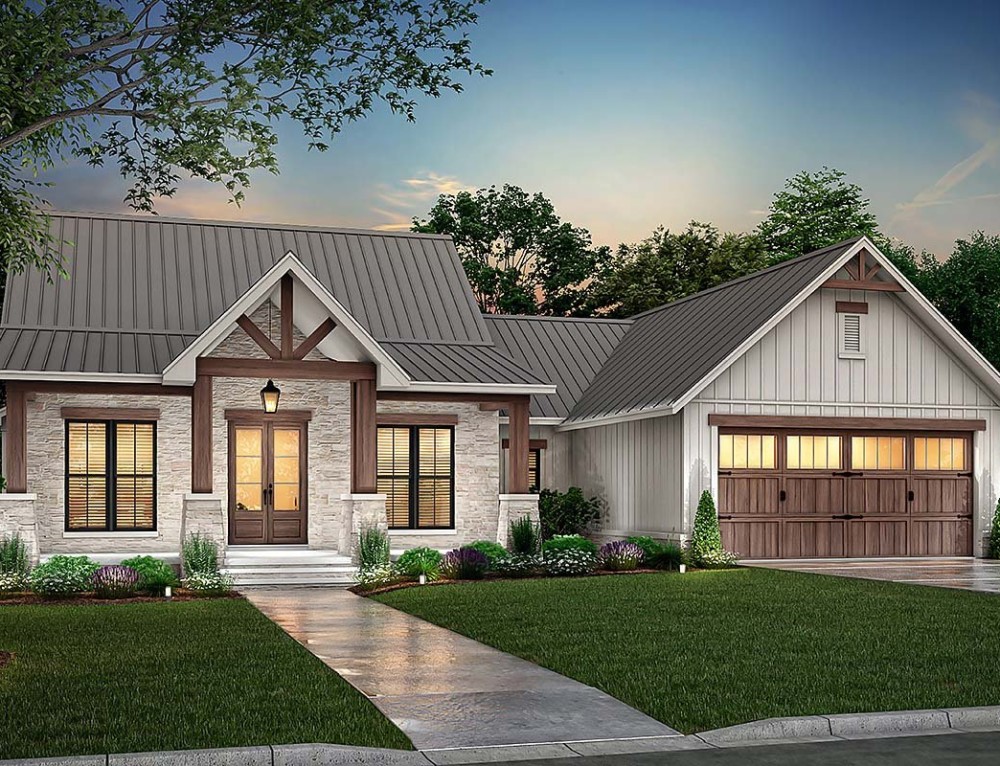 Small Farmhouse Plan with Clustered Bedrooms