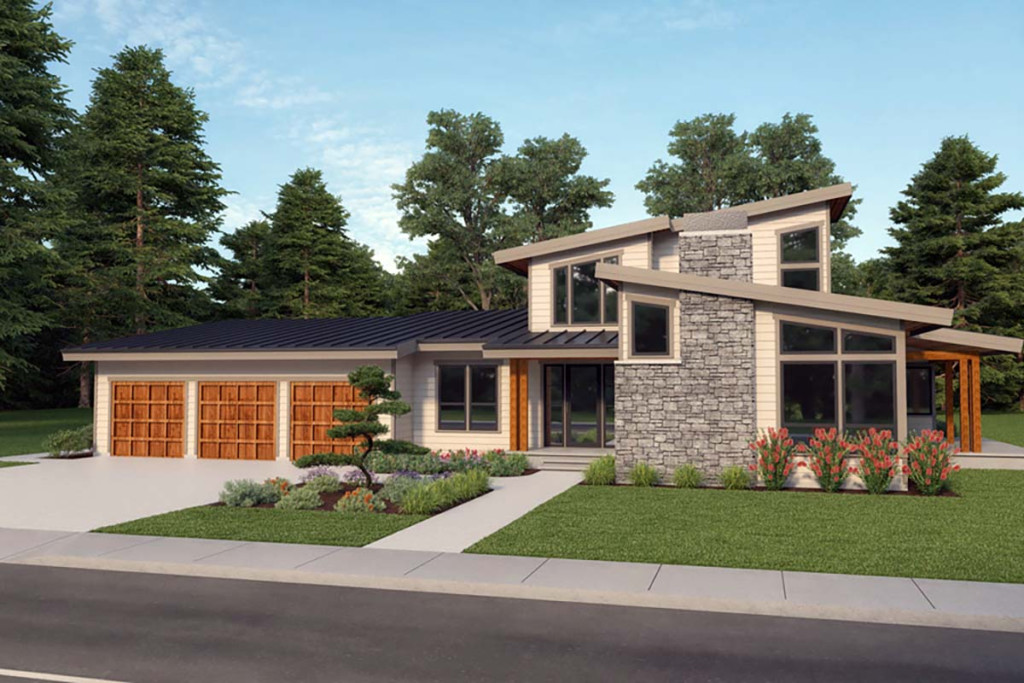 Eye-Catching Contemporary House Plan With Loft (Plan 40928)