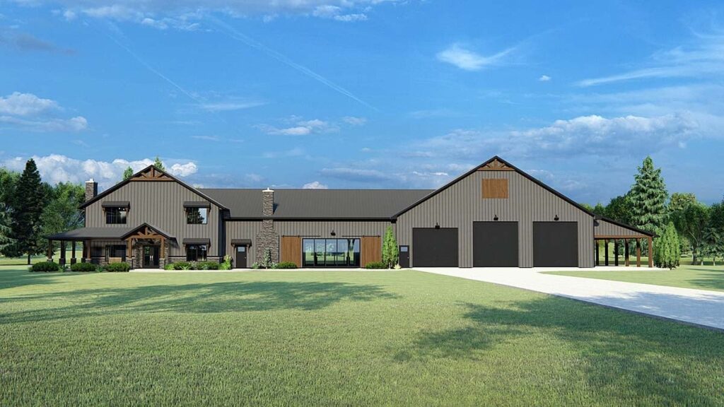 Barndo Plan With Event Space and 7,438 sq ft Garage/Shop