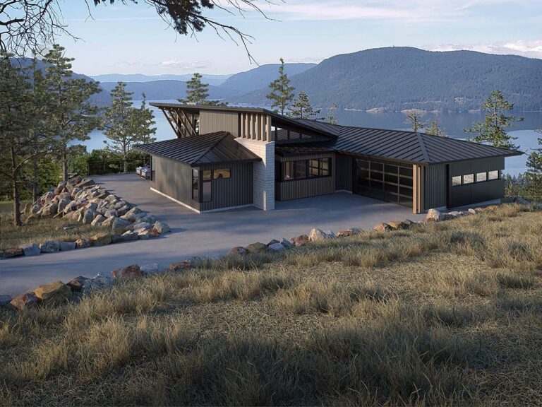 Modern Mountain Home Plan With Patio View