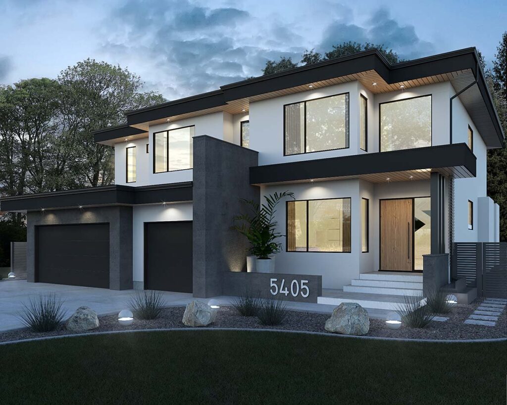 Contemporary Style House Plan With Walk-Through Pantry